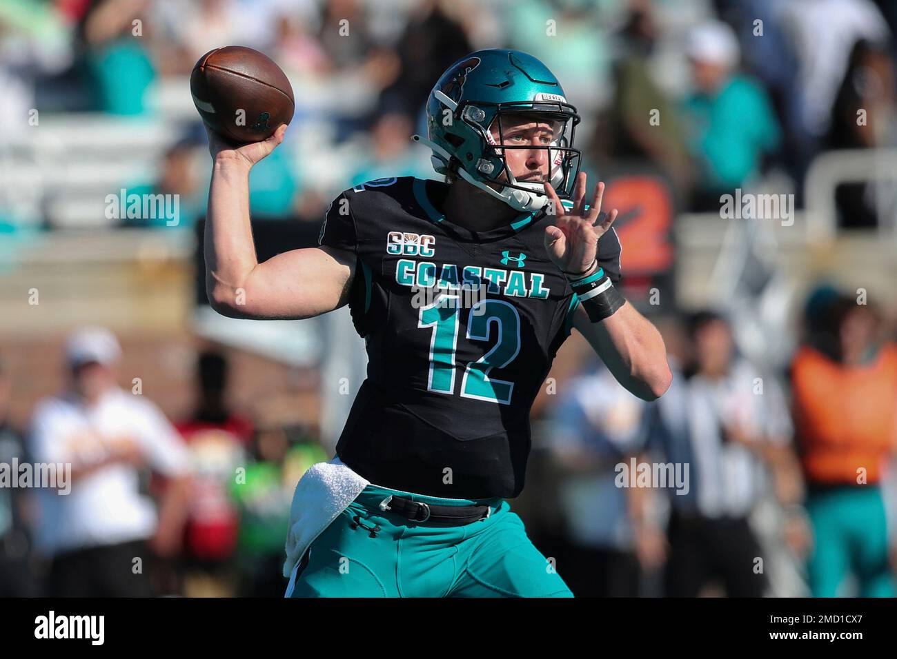 Coastal Carolina quarterback Bryce Carpenter (12) throws a pass against ...