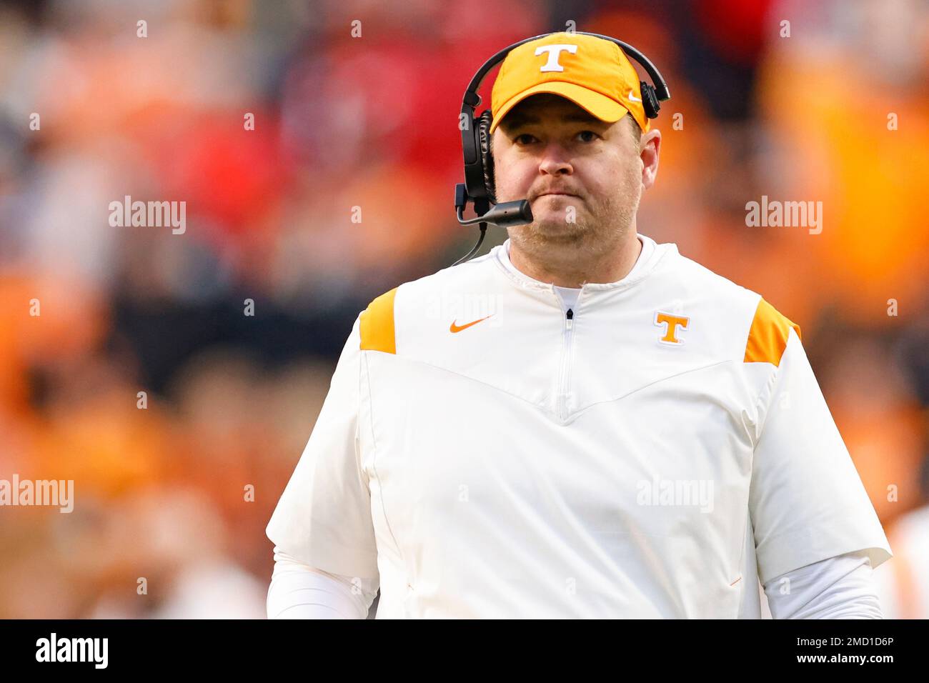 Tennessee head coach Josh Heupel walks the sideline during the first ...
