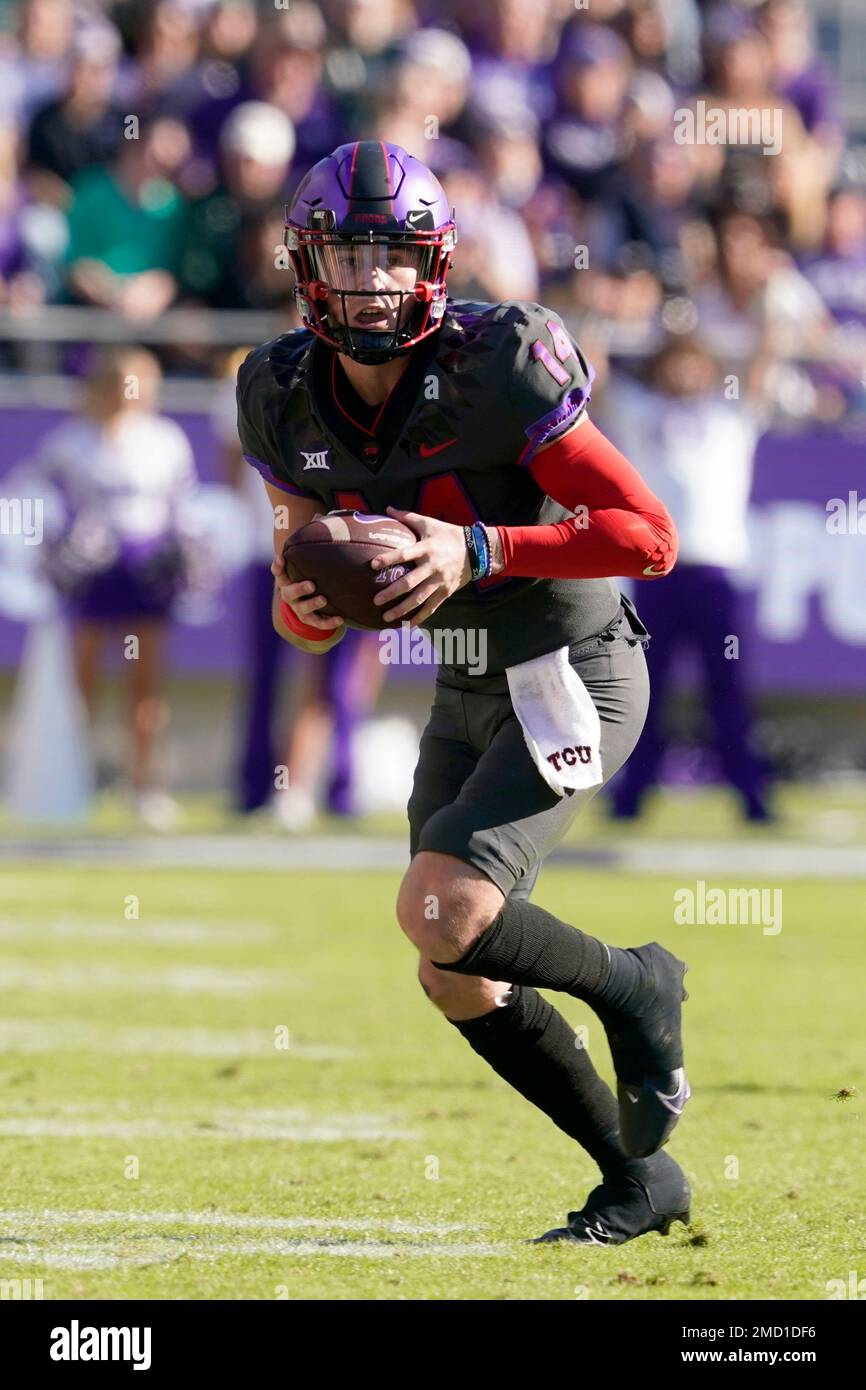 TCU quarterback Chandler Morris scrambles out of the pocket during an ...