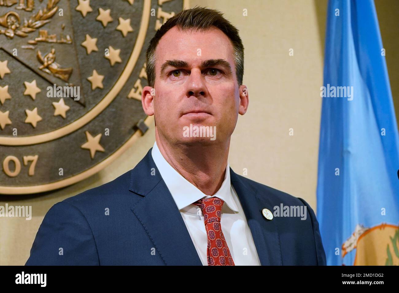 FILE - Oklahoma Gov. Kevin Stitt speaks during a news conference Feb ...