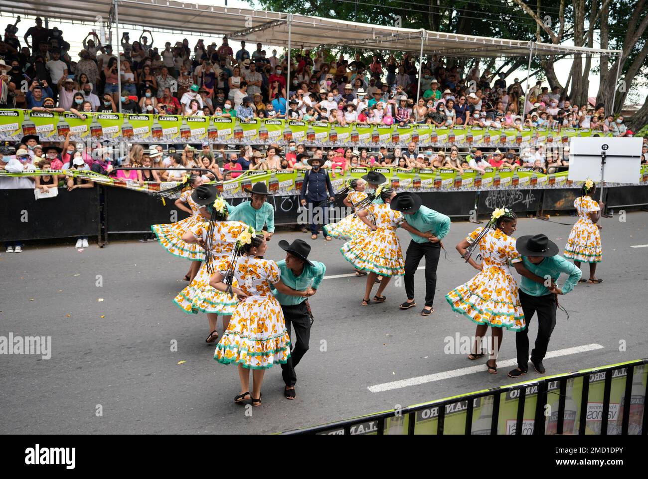 Folk dancers perform during the International Tournament of Joropo in ...