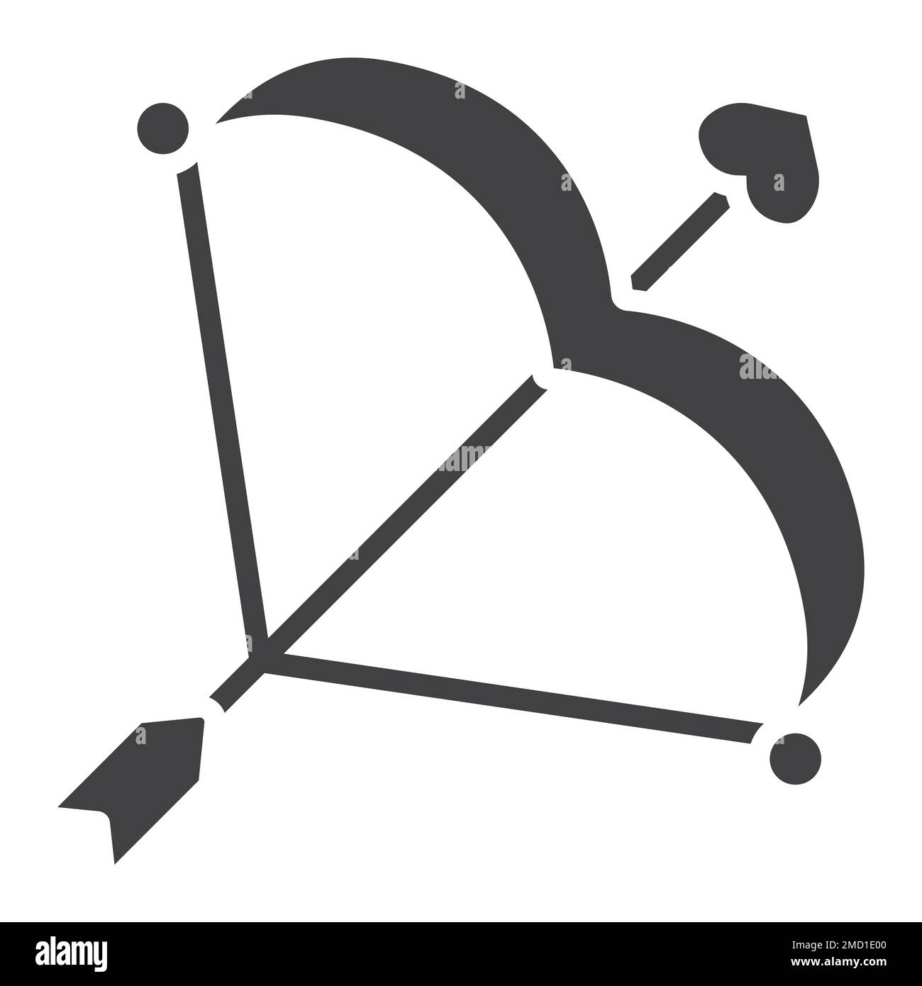 Cupid bow with arrow glyph icon, valentines day and romantic, love sign ...