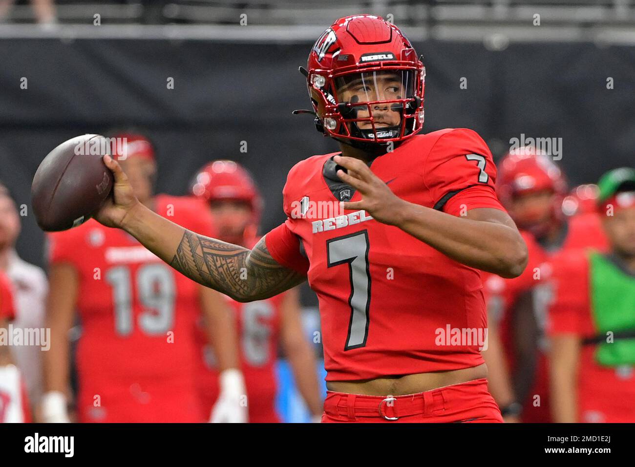 UNLV quarterback Cameron Friel (7) looks to pass against Hawaii during ...