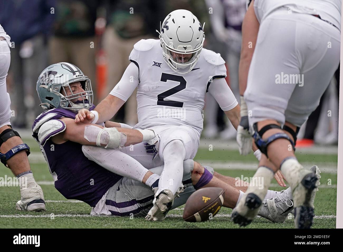 Kansas State defensive end Nate Matlack sacks West Virginia quarterback ...