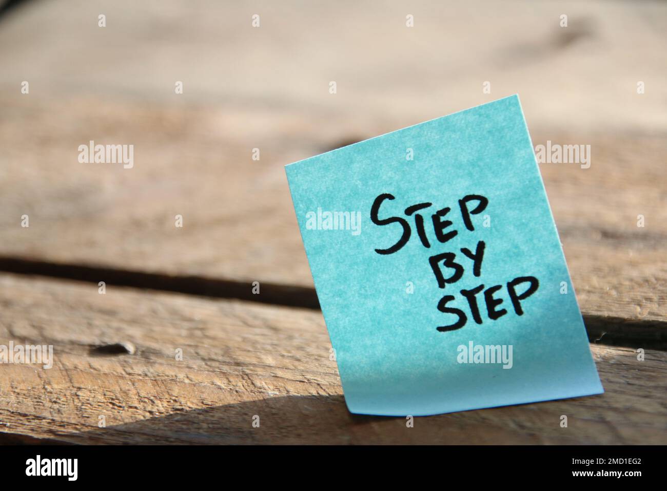 Step by step concept. Motivational quotes. The inscription on the blue ...