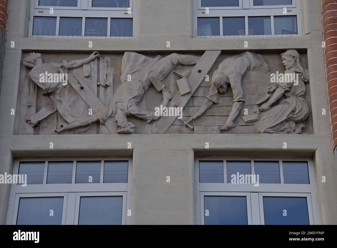 Wall friezes on the outside of the Hungarian State Treasury building ...