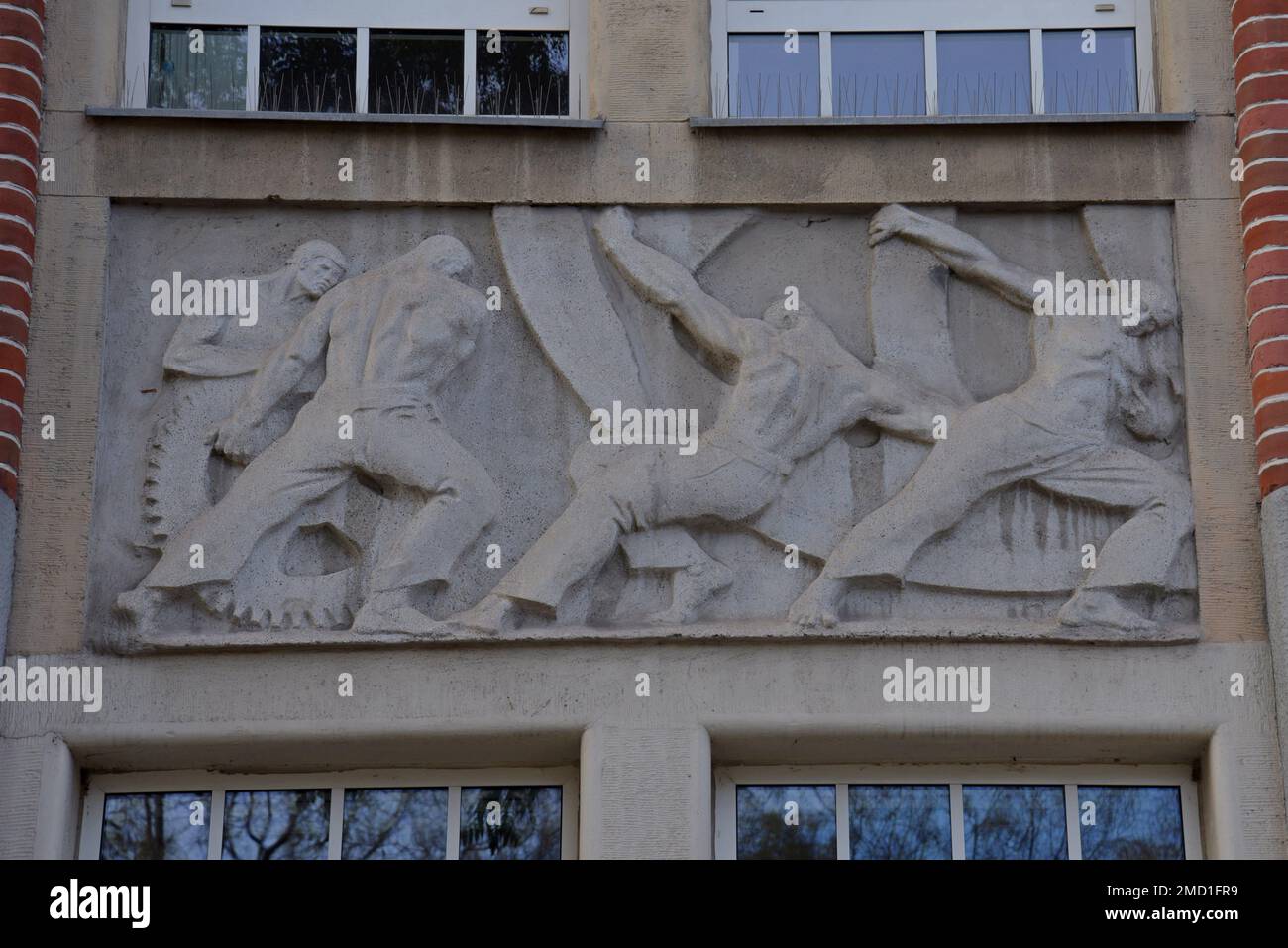 Wall friezes on the outside of the Hungarian State Treasury building ...