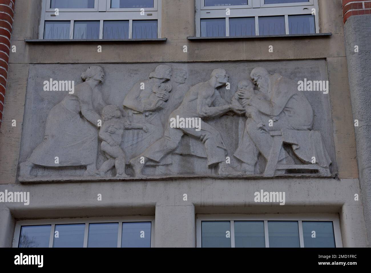 Wall friezes on the outside of the Hungarian State Treasury building ...