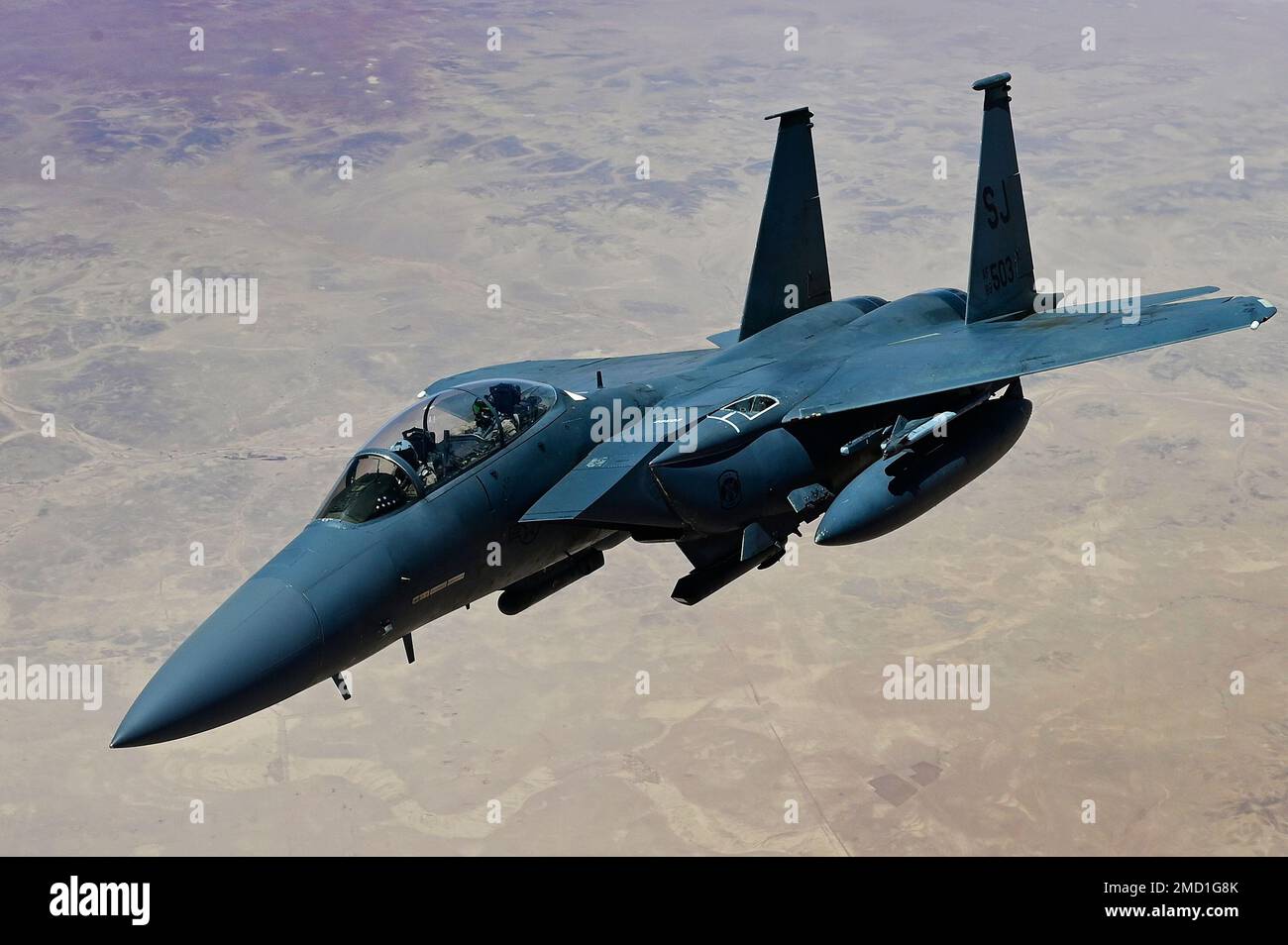 A U.S. Air Force F-15E Strike Eagle assigned to the 335th Expeditionary ...
