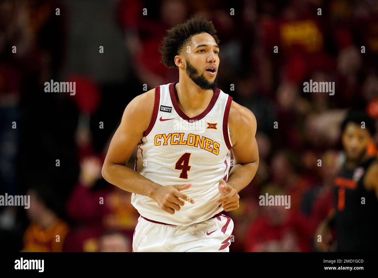 Iowa State forward George Conditt IV (4) runs up court during the ...