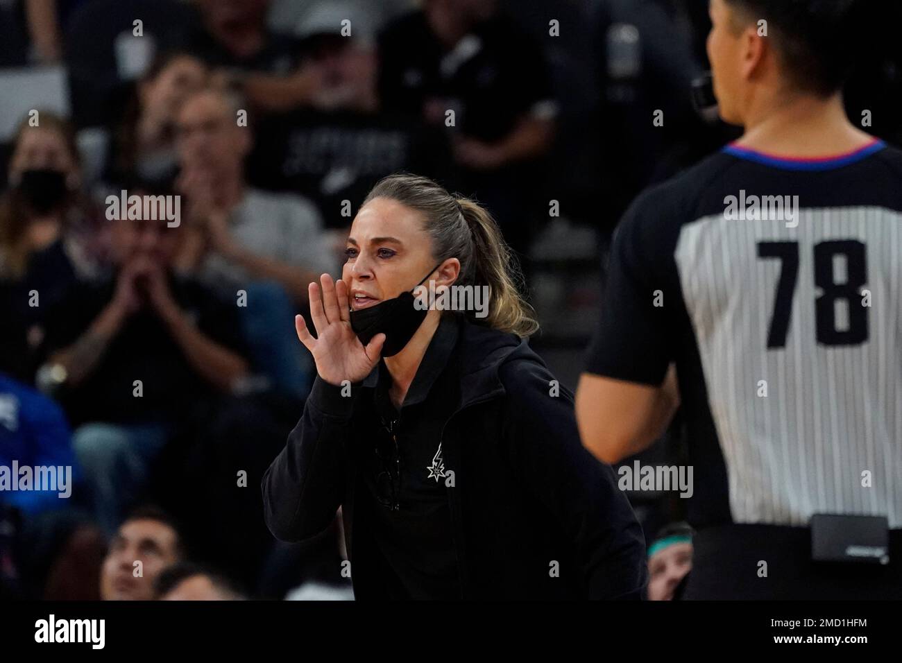San Antonio Spurs assistant coach Becky Hammon during the first half of ...