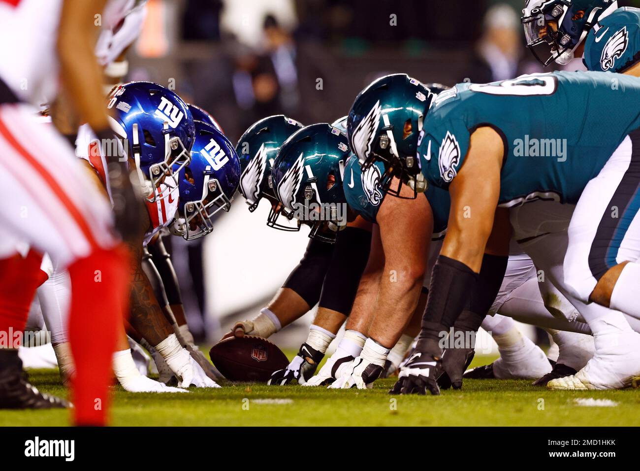 The Philadelphia Eagles offensive line against the New York Giants ...