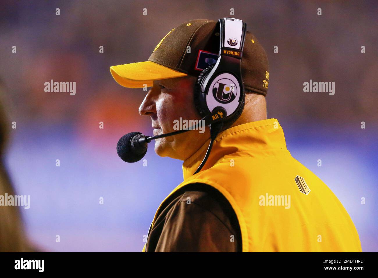 Wyoming coach Craig Bohl watches from the sideline during the second ...