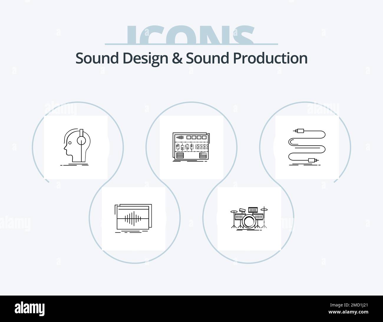 Sound Design And Sound Production Line Icon Pack 5 Icon Design. mixer ...