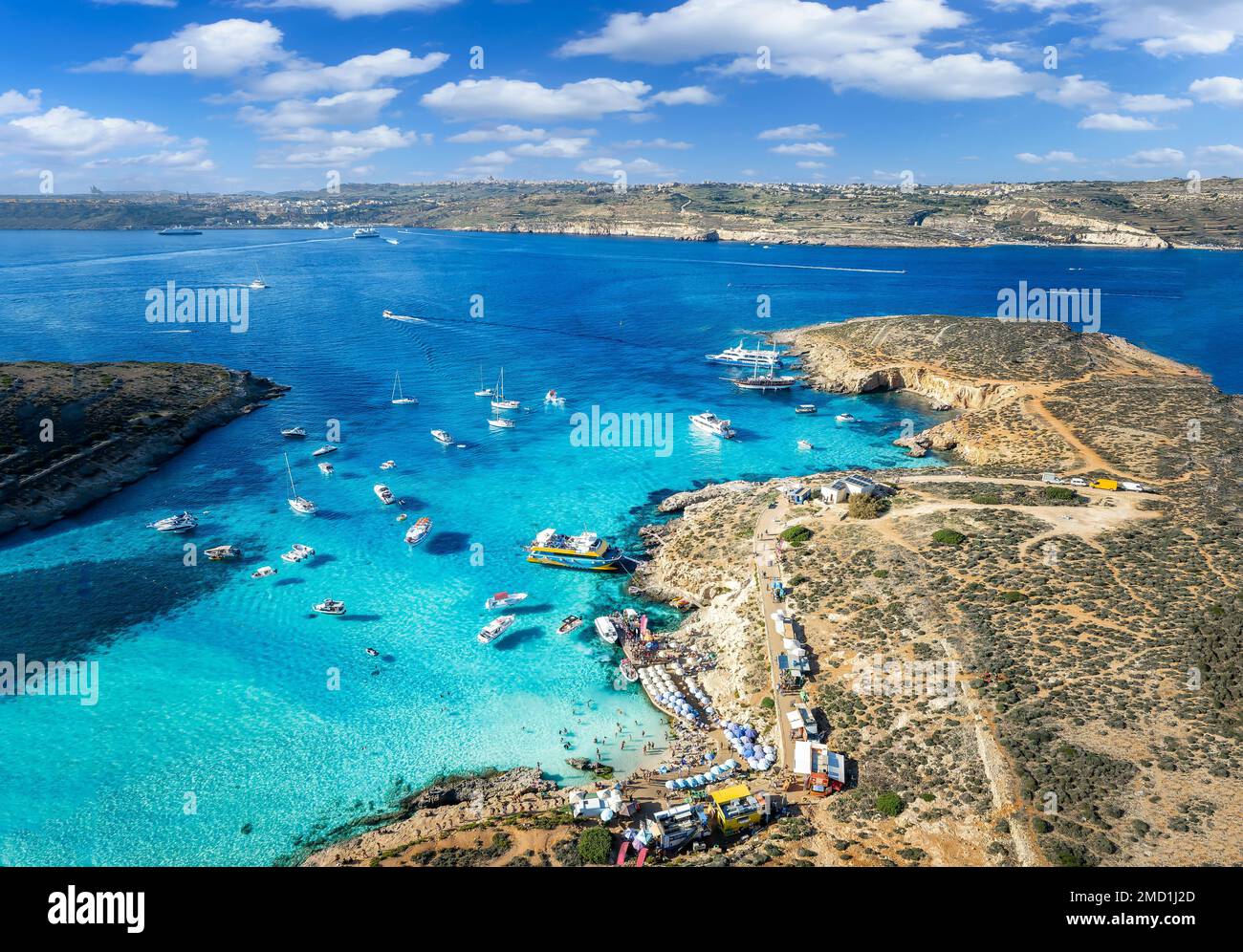 Landscape with Blue lagoon at Comino island, Malta Stock Photo - Alamy