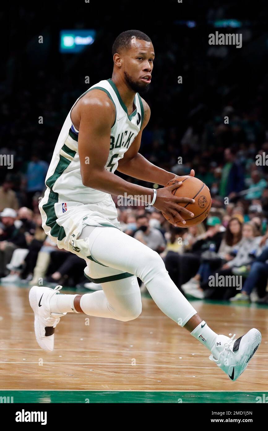 Milwaukee Bucks' Rodney Hood plays against the Boston Celtics during ...
