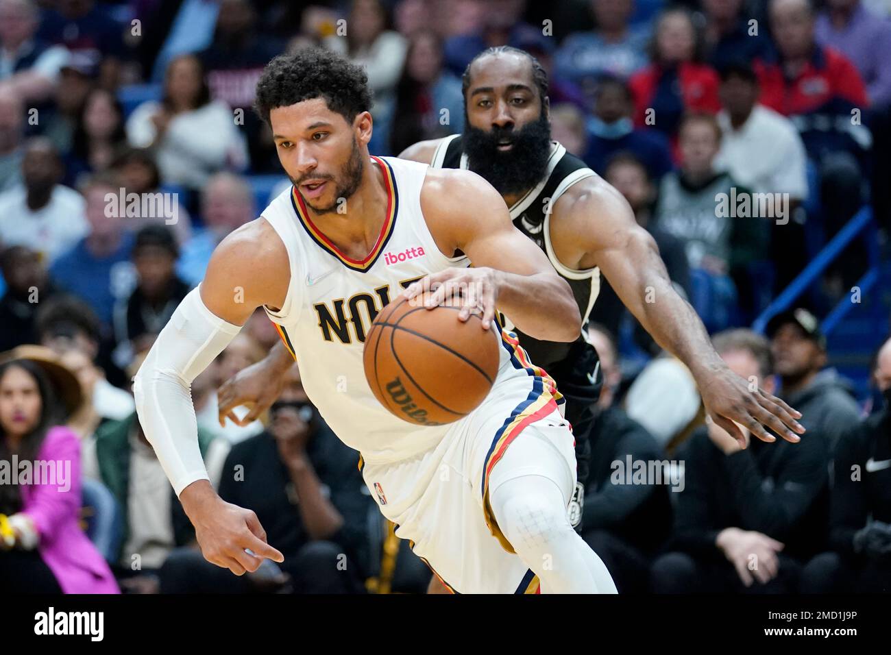 New Orleans Pelicans guard Josh Hart (3) moves the ball down court ...