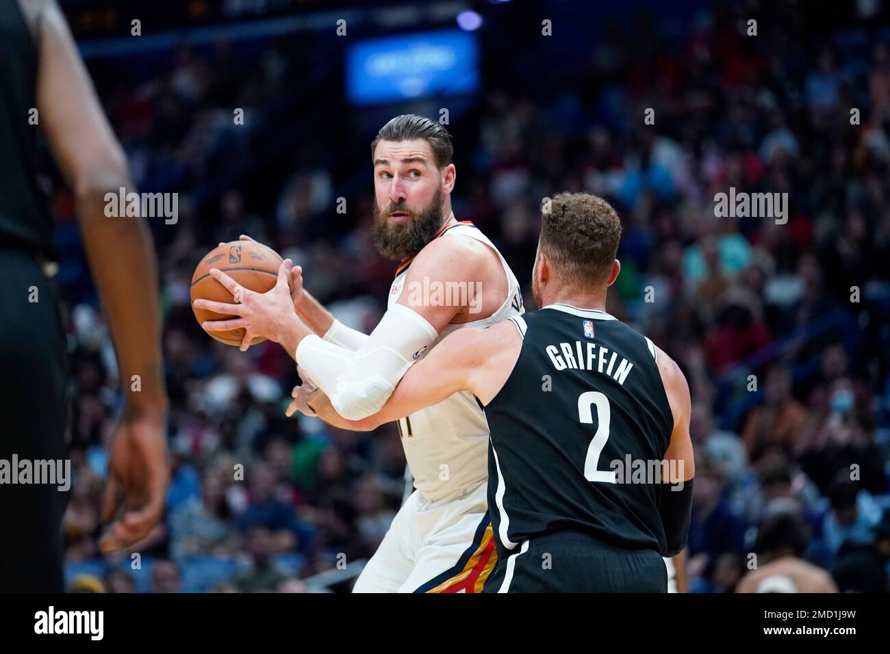 Brooklyn Nets forward Blake Griffin (2) defends against New Orleans ...