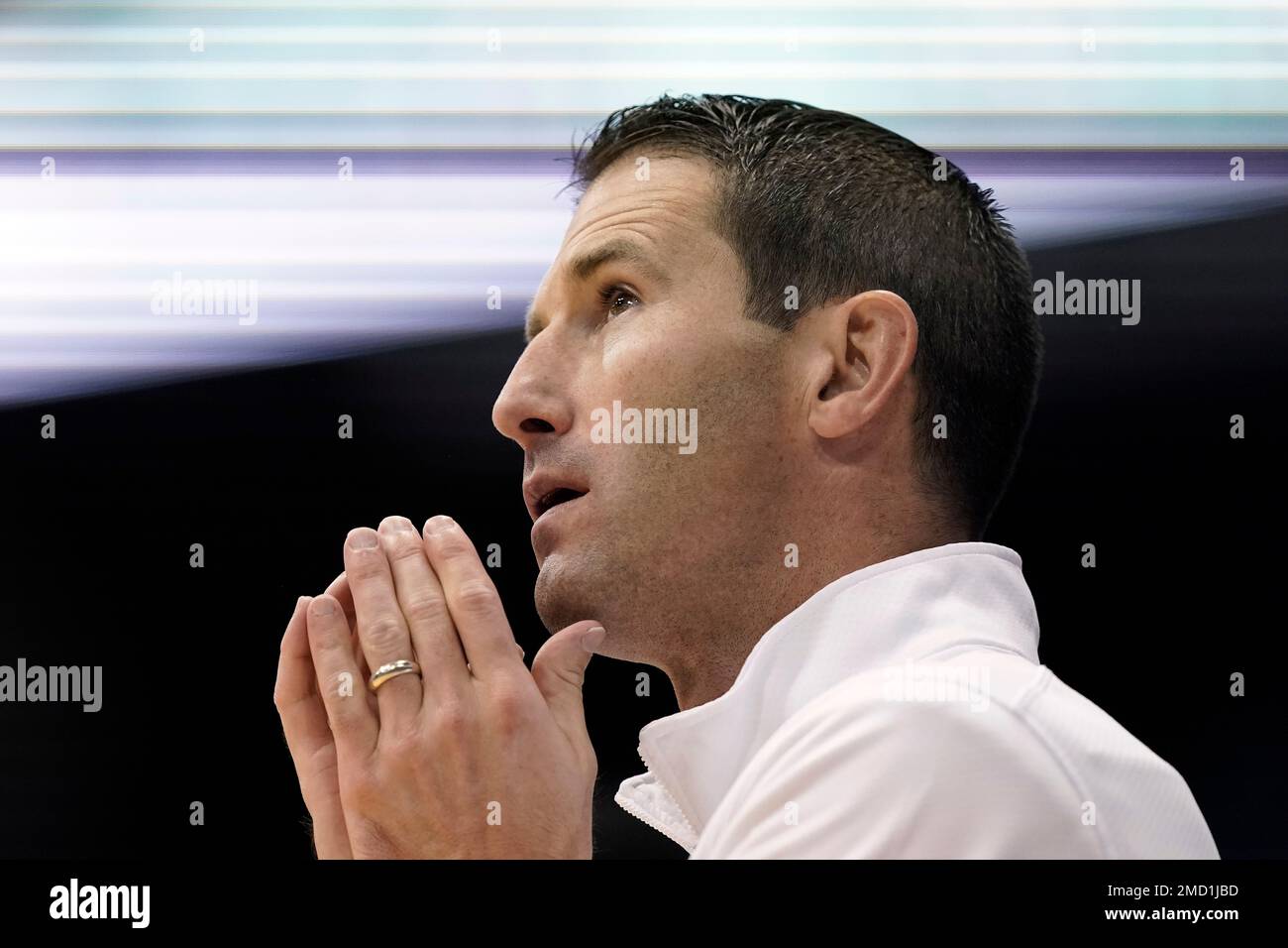 Brown head coach Mike Martin looks on during the second half of an NCAA ...