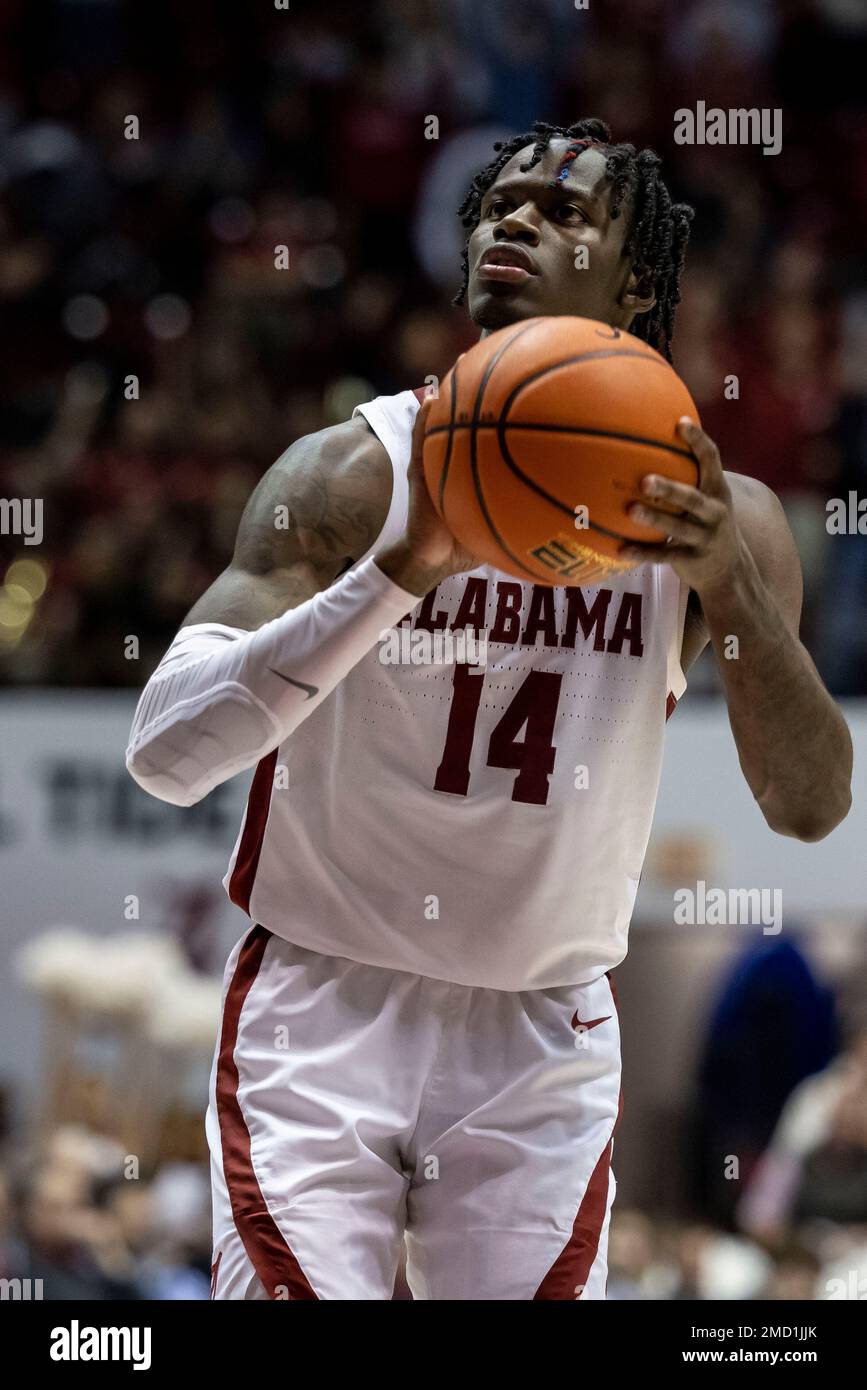 Alabama guard Keon Ellis (14) shoots a free-throw against South Dakota ...