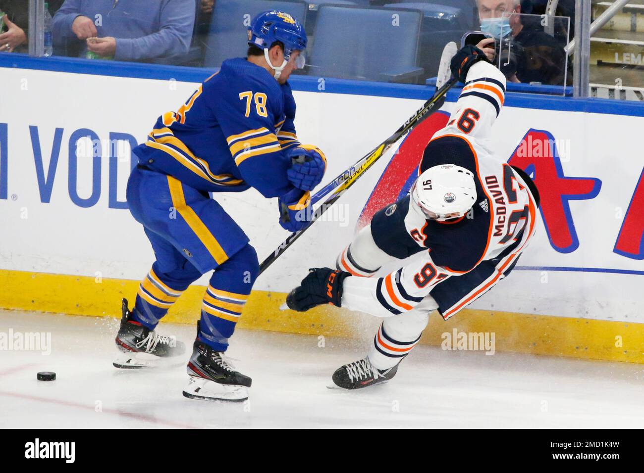 Buffalo Sabres defenseman Jacob Bryson (78) checks Edmonton Oilers ...