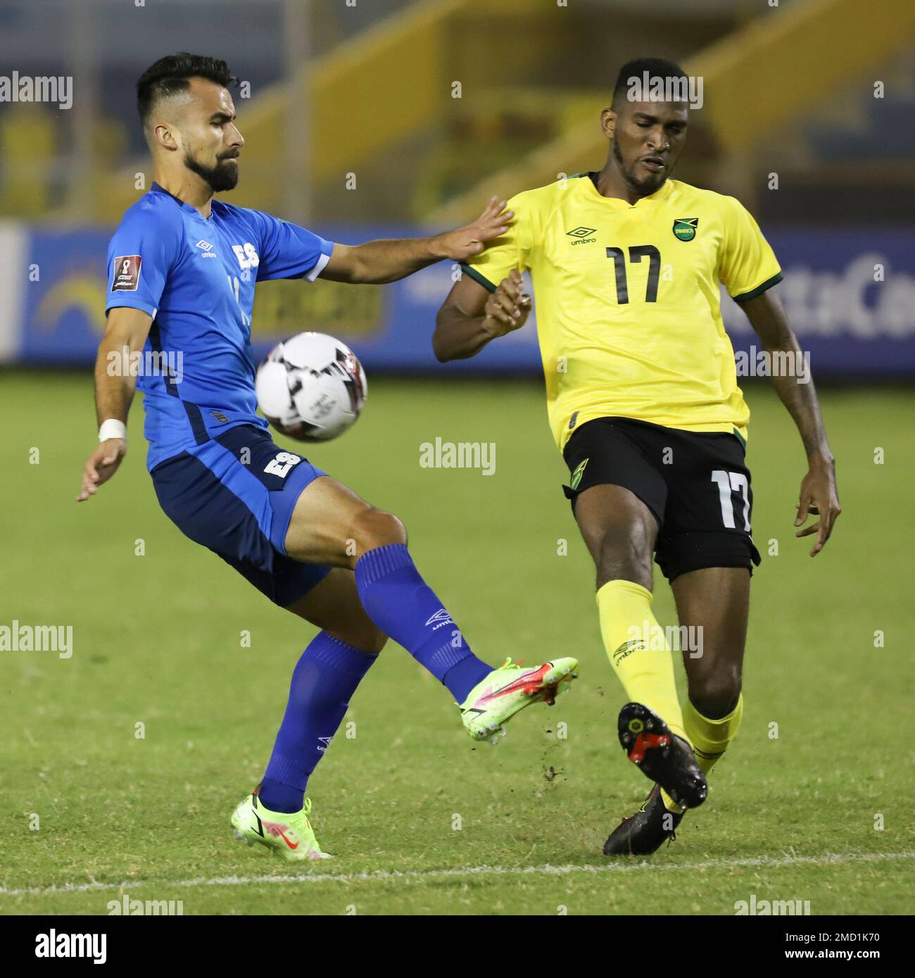 El Salvador's Joaquin Rivas, and Jamaica's Damion Lowe compete for the ...