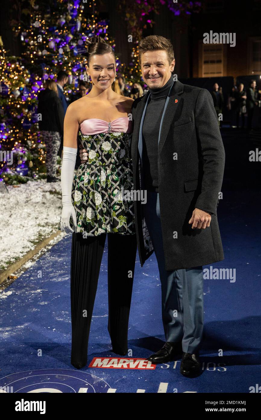 Hailee Steinfeld, left, and Jeremy Renner pose for photographers upon ...