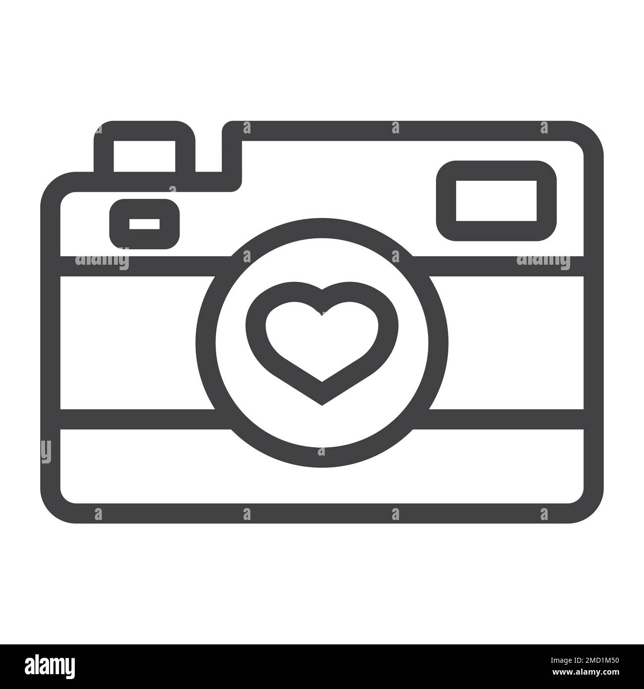Love camera line icon, valentines day and romantic, photography sign ...