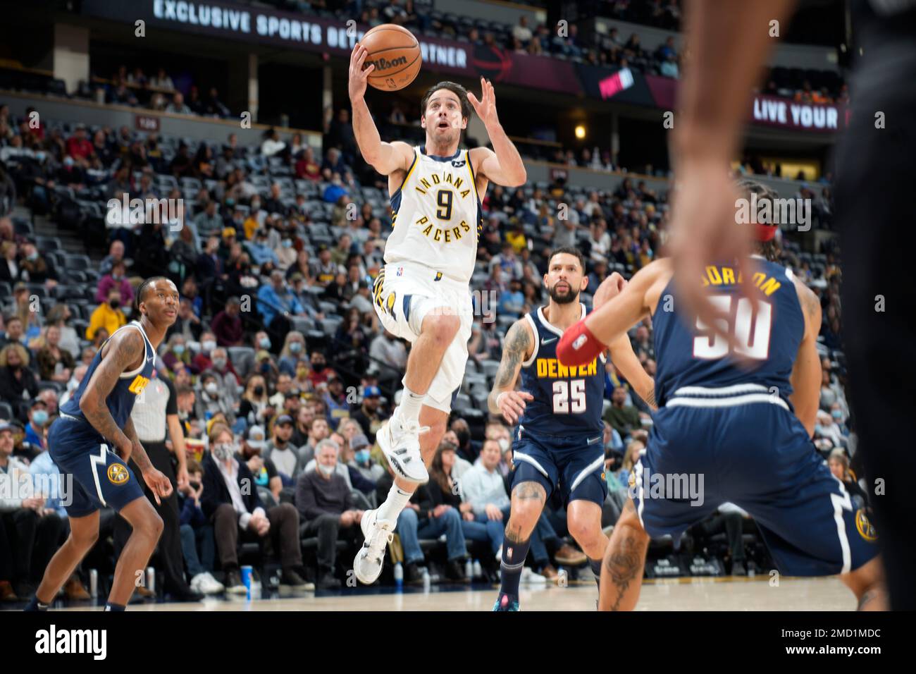 Indiana Pacers guard T.J. McConnell (9) in the second half of an NBA ...