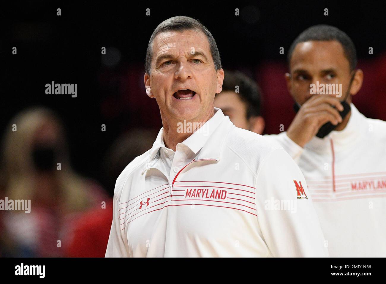 Maryland head coach Mark Turgeon looks on during the first half of an ...