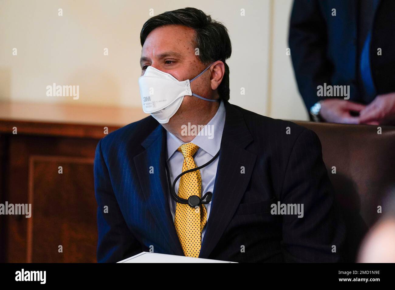 White House chief of staff Ron Klain listens as President Joe Biden ...
