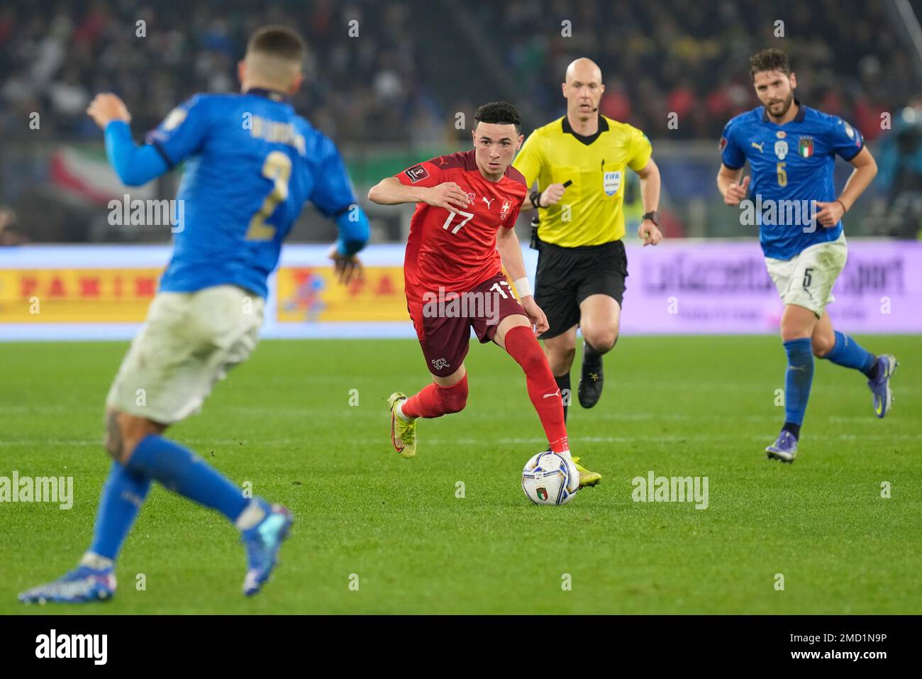 Switzerland's Loris Benito runs with the ball during the World Cup 2022 ...