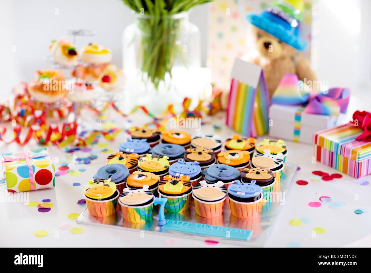Cupcakes for kids birthday celebration. Jungle animals theme children ...