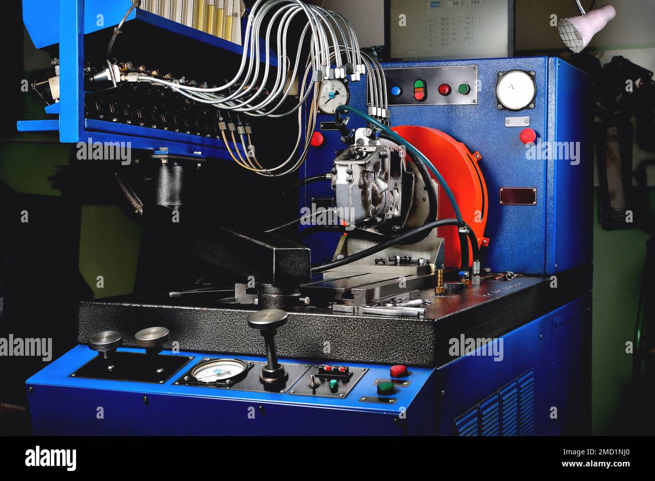 A fuel pump for a diesel engine after repair on an adjustment stand in ...