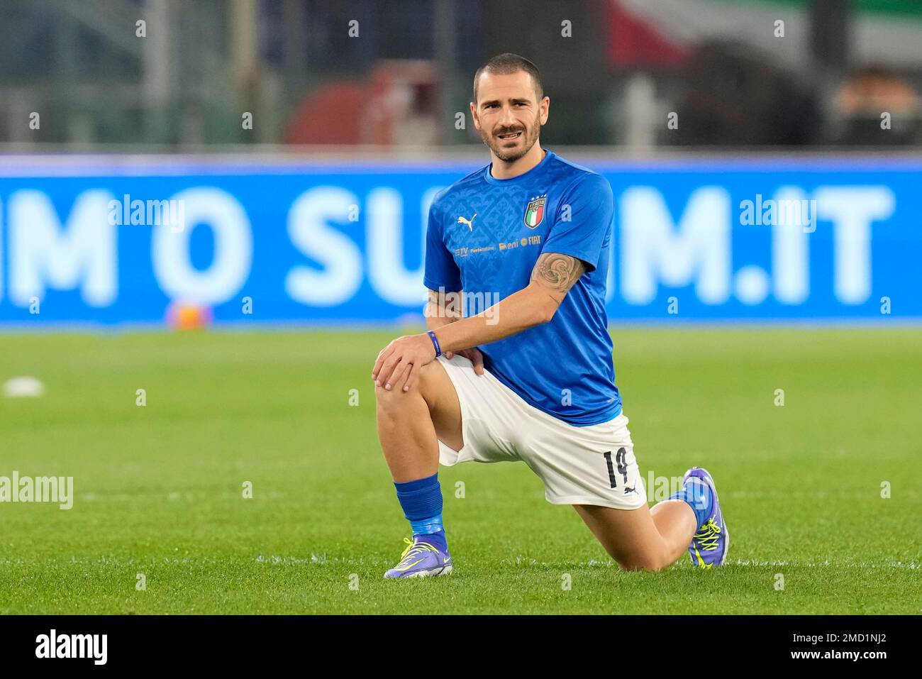 Italy's Leonardo Bonucci stretches as he warms-up before the World Cup ...