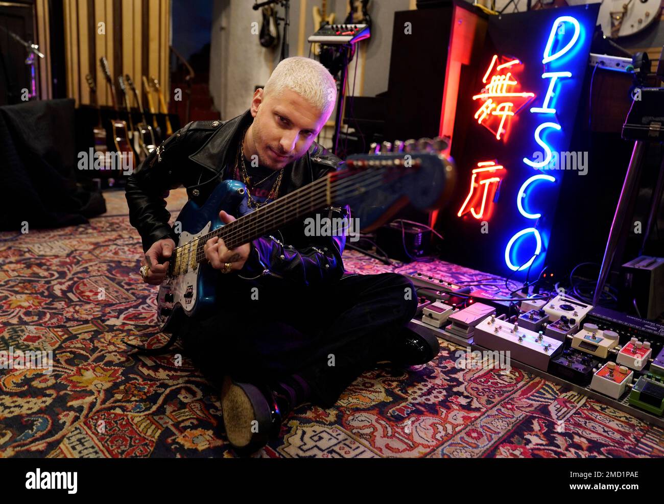 Music producer Andrew Watt poses for a portrait in his home recording ...