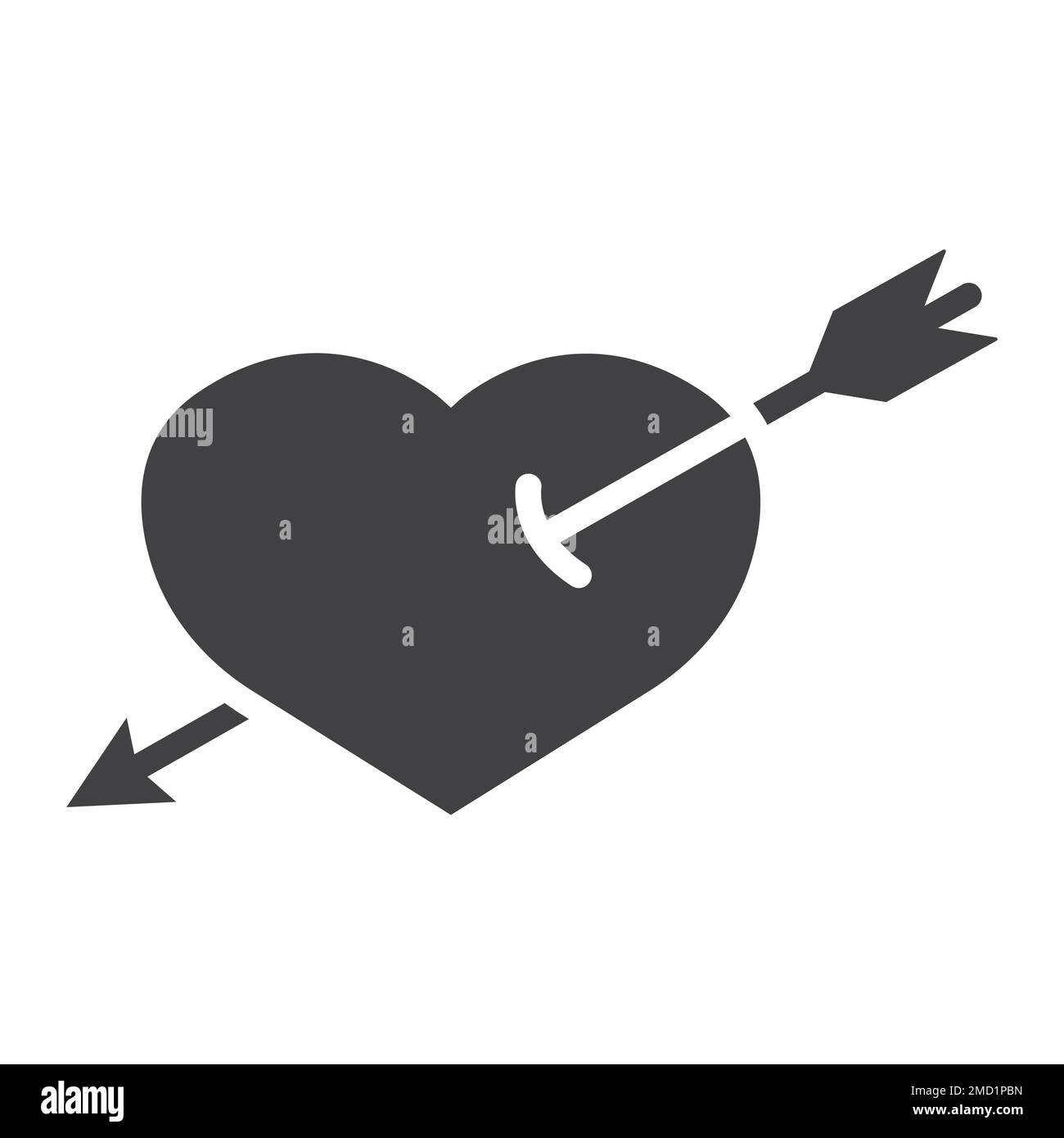 Heart Pierced with Arrow glyph icon, valentines day and romantic, love ...