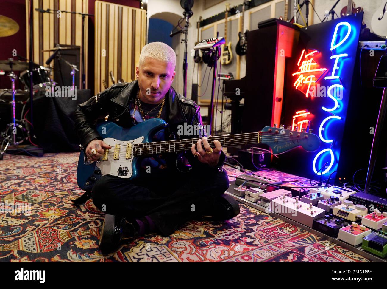 Music producer Andrew Watt poses for a portrait in his home recording ...
