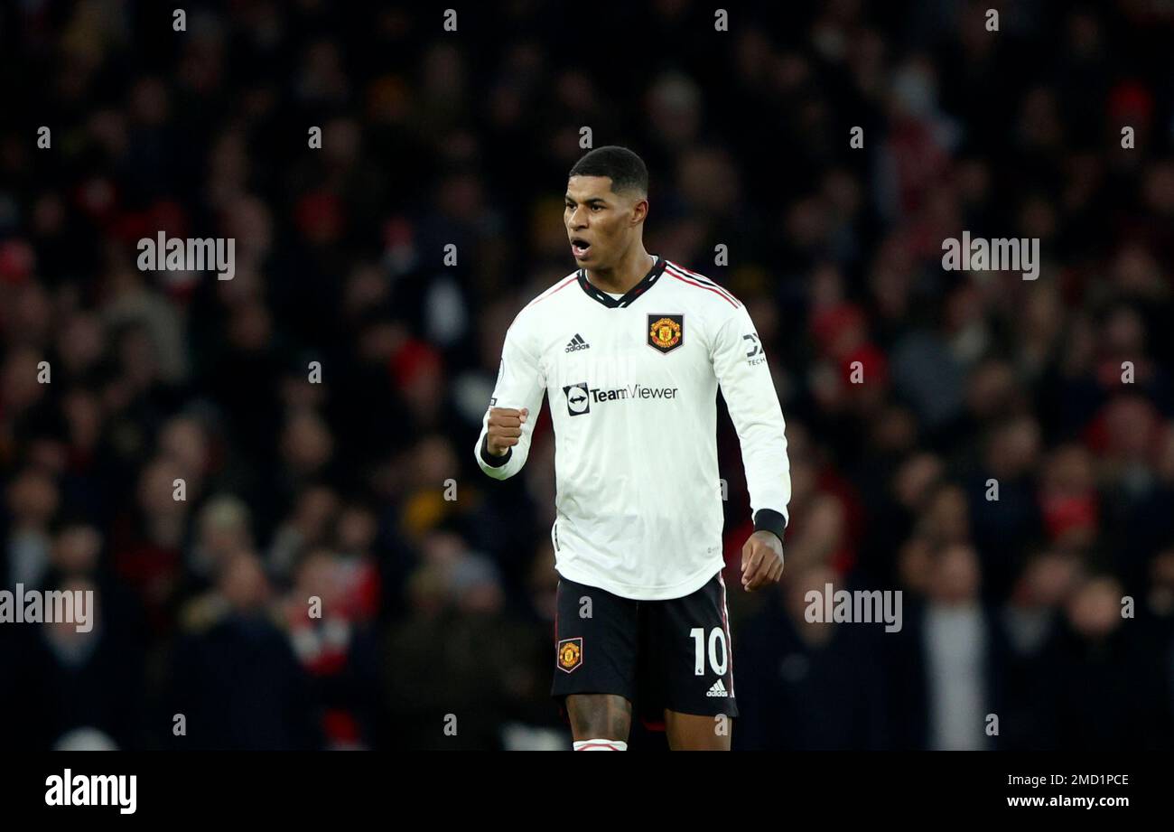 Manchester United's Marcus Rashford celebrates after scoring his side's ...