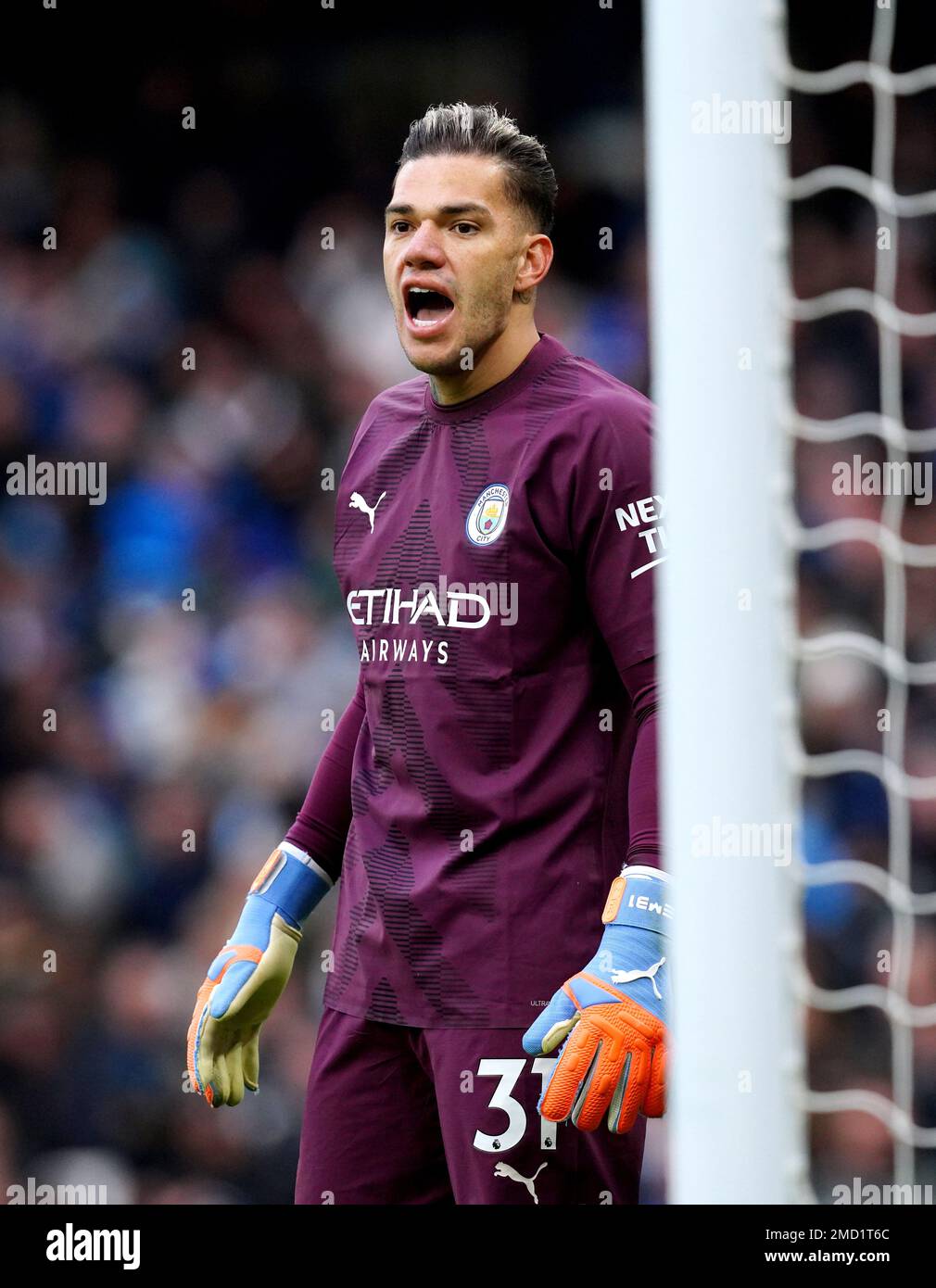 Manchester City goalkeeper Ederson during the Premier League match at ...