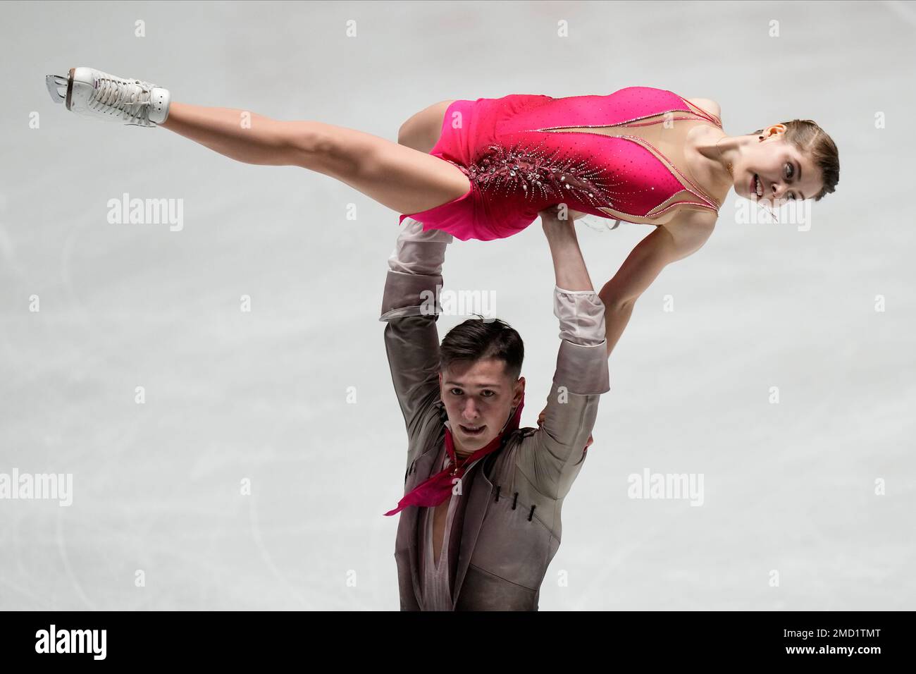 Anastasia Mishina and Aleksandr Galliamov, of Russia perform during the ...