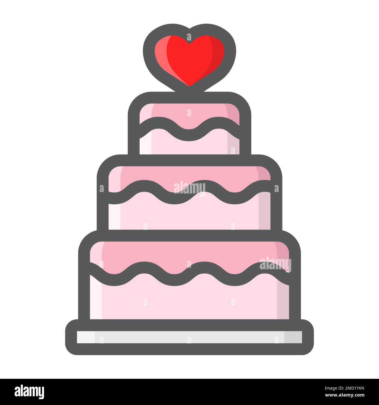 Stacked love cake filled outline icon, valentines day and romantic ...