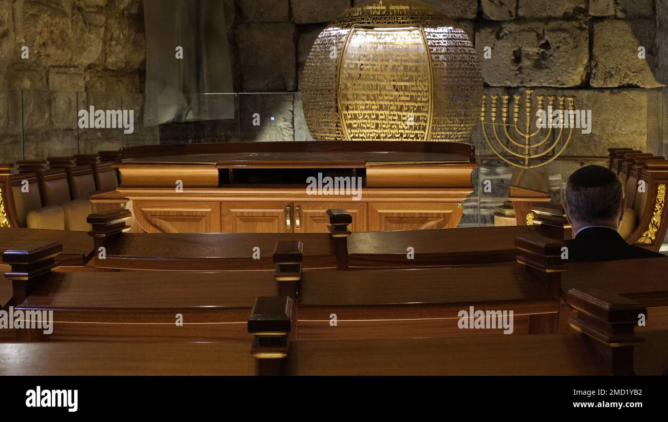Jerusalem, Israel. 22nd Jan, 2023. A religious Jew sits at the ...