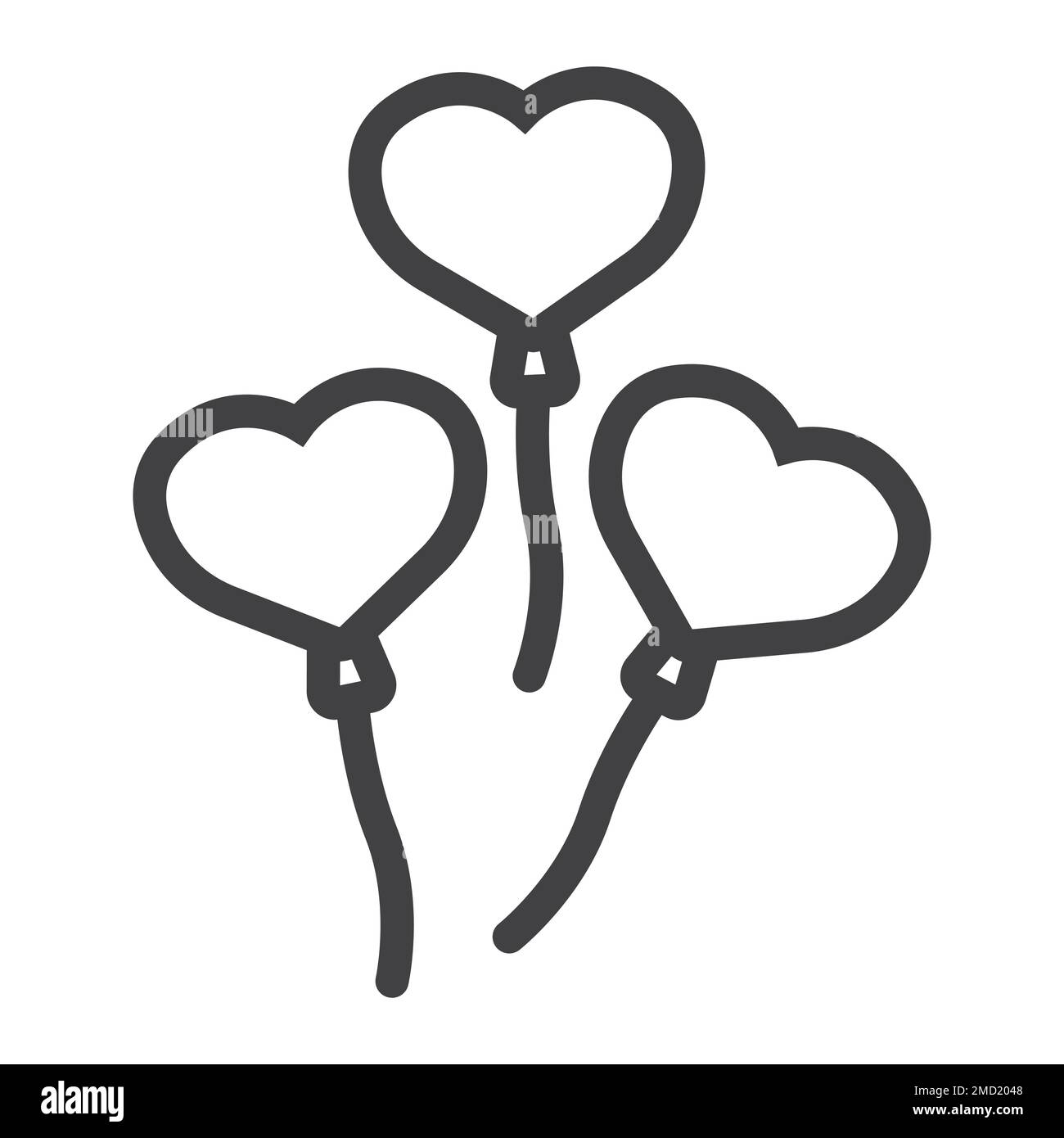 Heart shaped balloons line icon, valentines day and romantic, celebrate ...