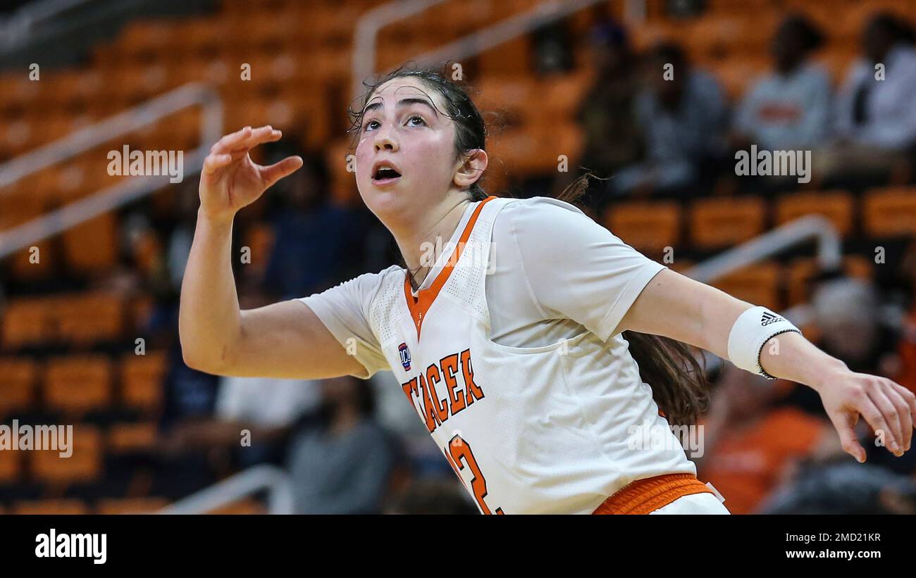 Mercer guard Erin Gutierrez (12) waits for an inbound pass during an ...