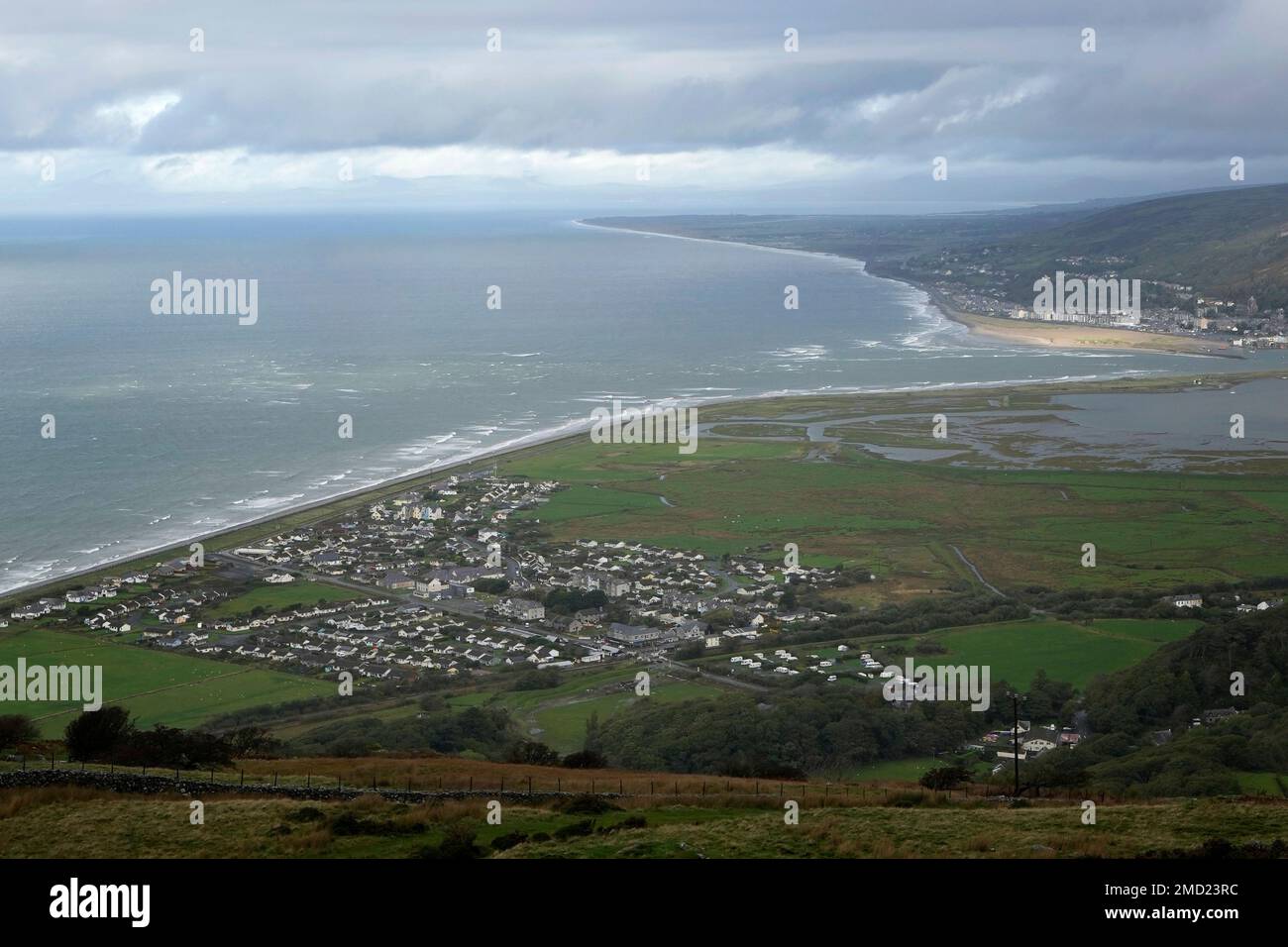 An aerial view of Fairbourne village in Gwynedd in Wales, Wednesday ...