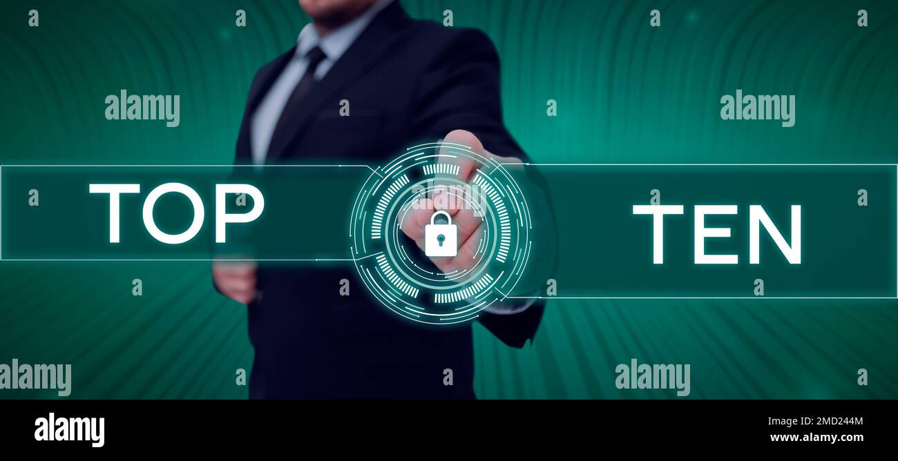 Sign displaying Top Ten. Business concept the ten most popular songs or ...