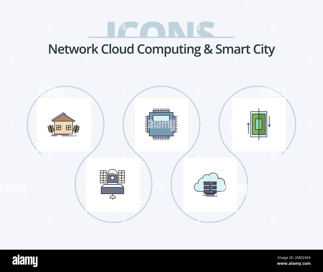 Network Cloud Computing And Smart City Line Filled Icon Pack 5 Icon Design Management Disposal