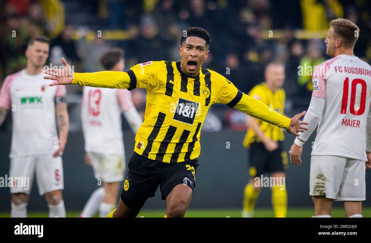 Dortmund, Germany. 22nd Jan, 2023. Goal celebration: Jude Bellingham ...