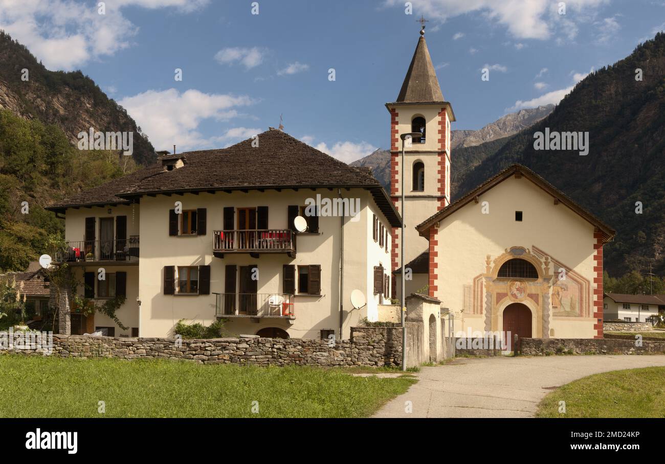 Chapel of Saint Nicolao in Lostallo, Swiss Canton of Grisons Stock ...